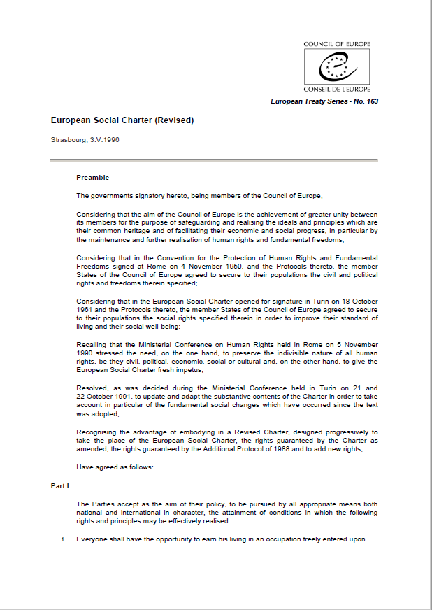European Social Charter (Revised) - Education